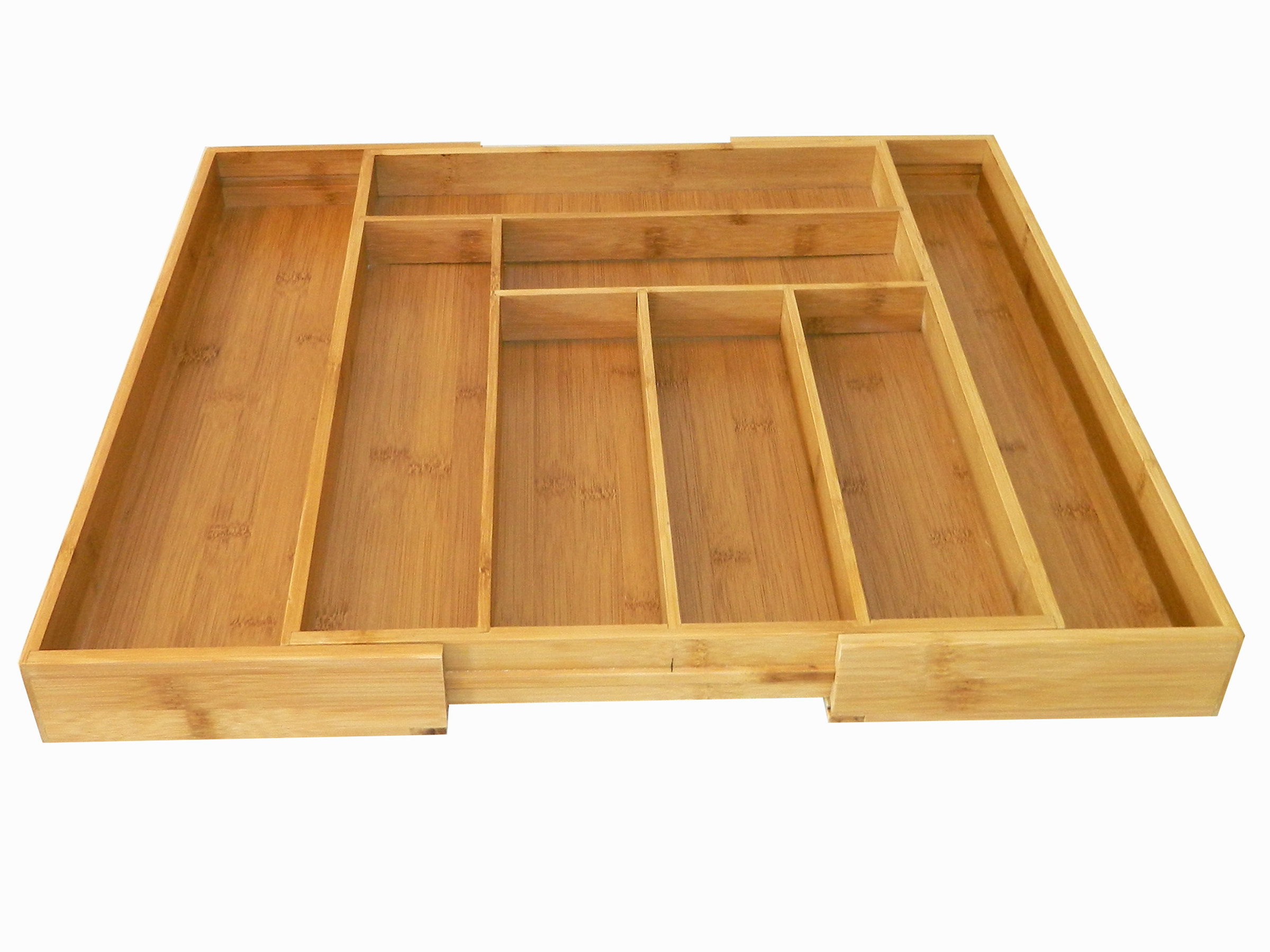 Bamboo flatware tray expandible 8 division